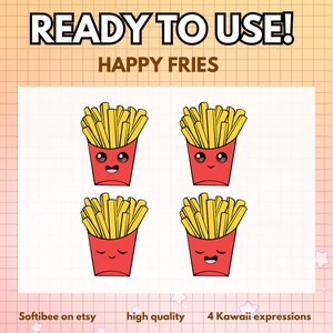 Pngtuber Fries | 4x Kawaii Food Chibi Fries Vtuber Model for Twitch ...