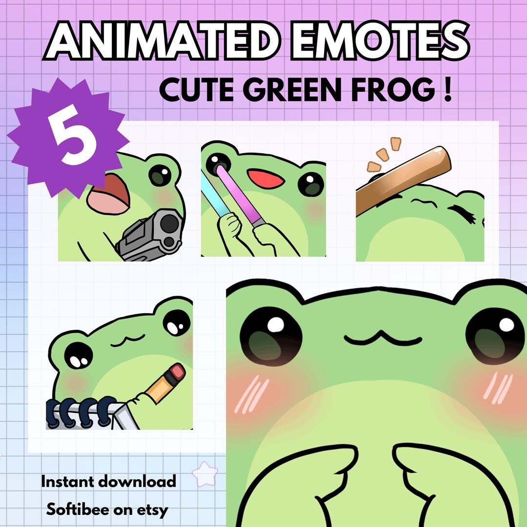 Frog Chibi Emotes Animated PACK | Kawaii Food Twitch Emotes Youtube ...