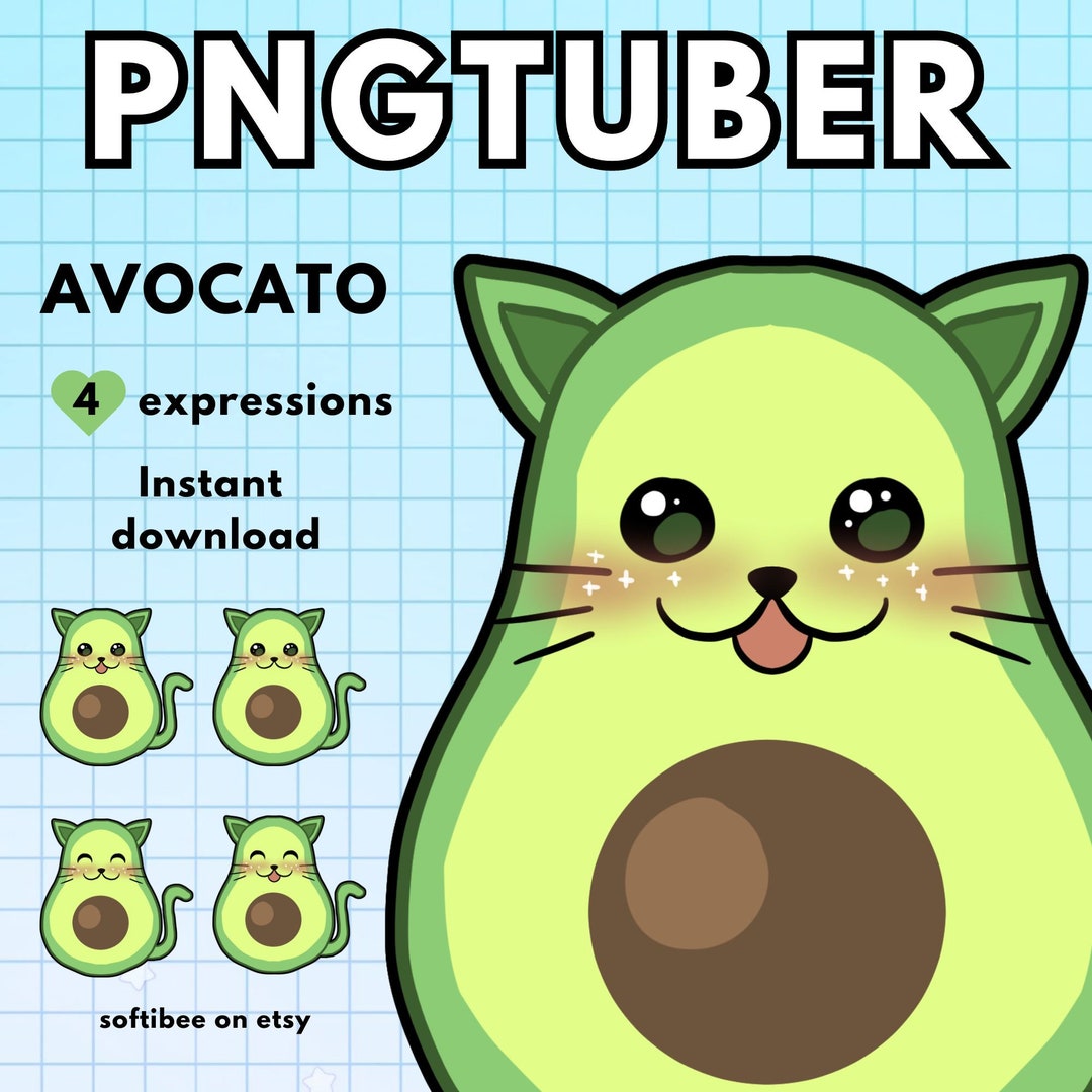 Pngtuber Cat Avocado 4x Kawaii Avocato Pngtuber Premade Food for Twitch ...
