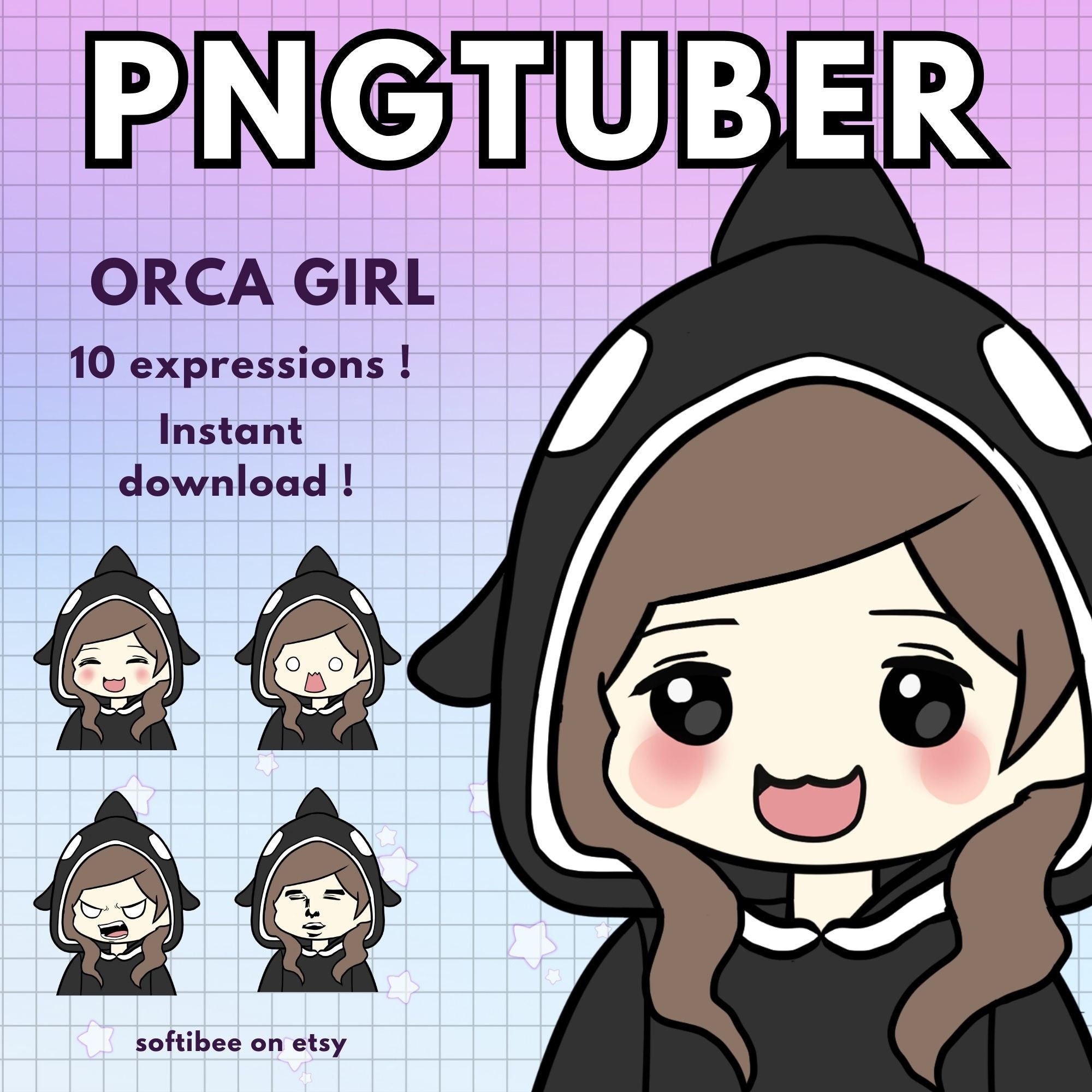 Orca Pngtuber Girl Model Chibi Pngtuber Model Vtuber Brown Hair Twitch ...