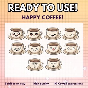 Pngtuber Coffee Cup 10x | Cozy Food Chibi Vtuber Model for Twitch ...