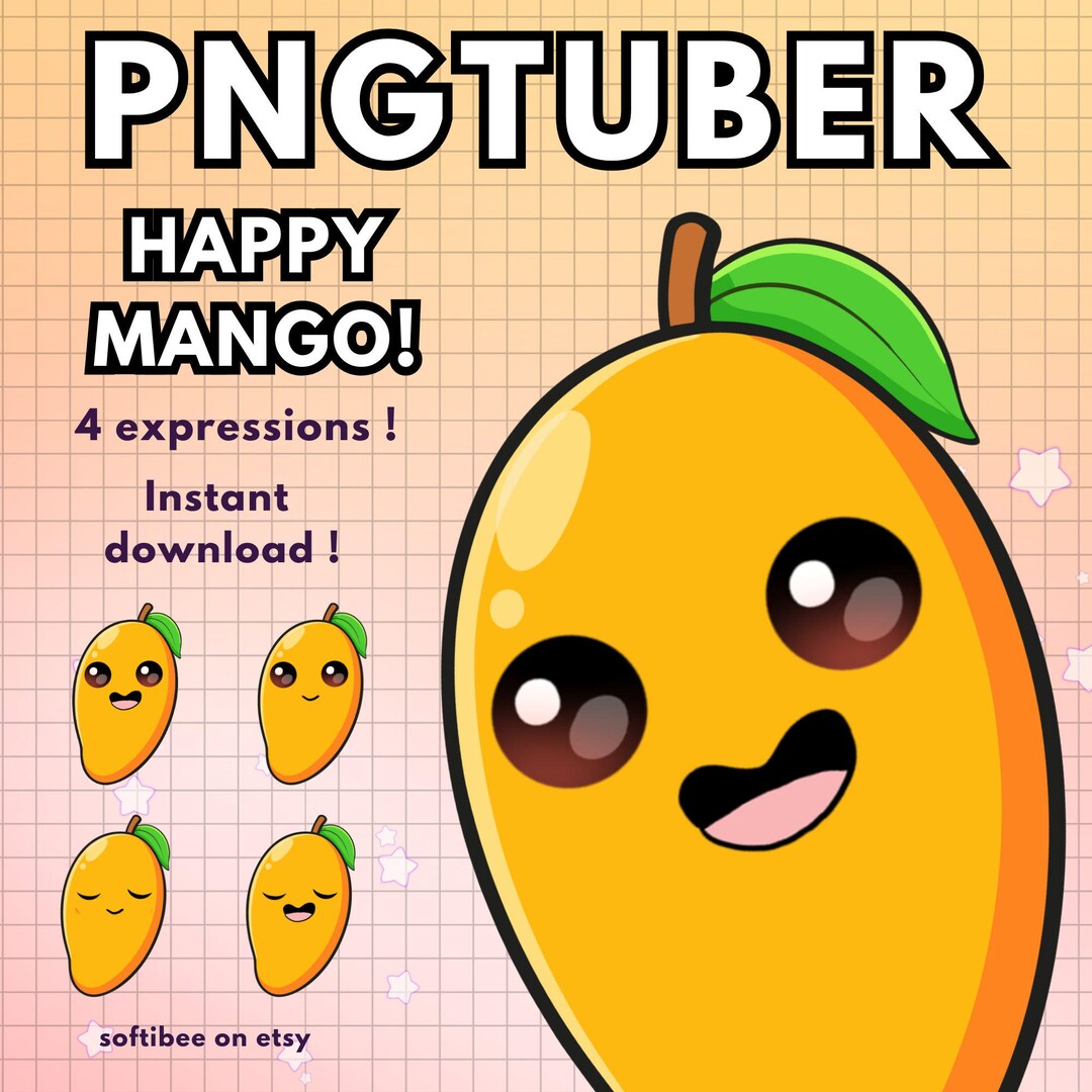 Png Tuber Mango ! 4x Cute Mango Vtuber Premade Giftuber Food for ...