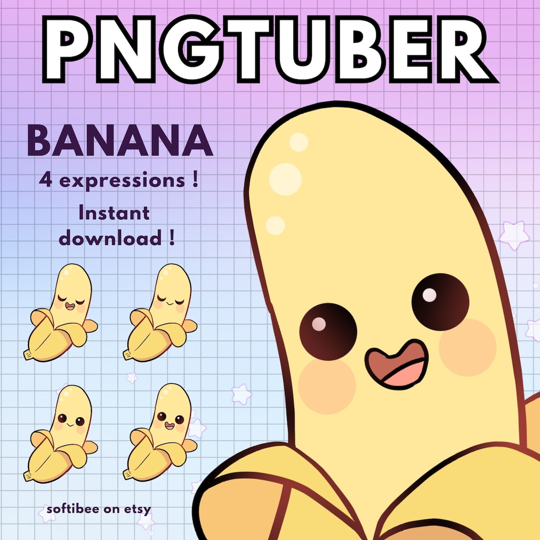 Pngtuber Banana ! 4x Banana Vtuber Model Food Png Tuber Avatars | Kawaii Reactive Discord Model ...