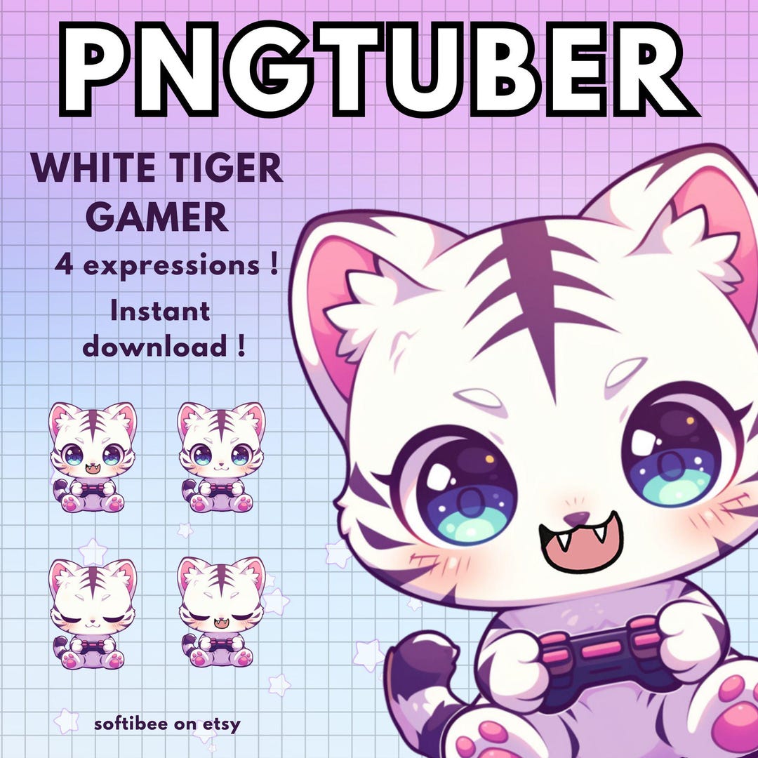 White Tiger Pngtuber Model | 4x Pngtuber Tiger Model Male Chibi Png ...
