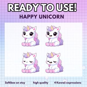 Vtuber Unicorn Pngtuber Model for Twitch | 4x Png Tuber Reactive ...