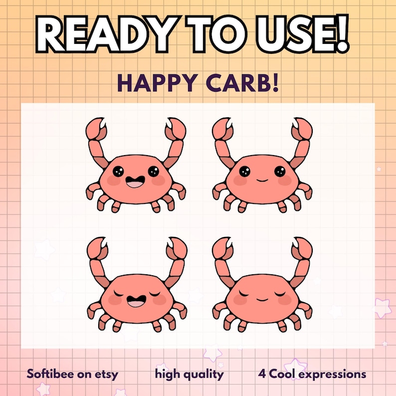 Pngtuber Crab Model 4x Chibi Png Tuber Avatars for Twitch Discord ...
