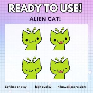 Vtuber Alien Cat Pngtuber Avatar ! 4x Funny Png Tuber Premade Giftuber ...