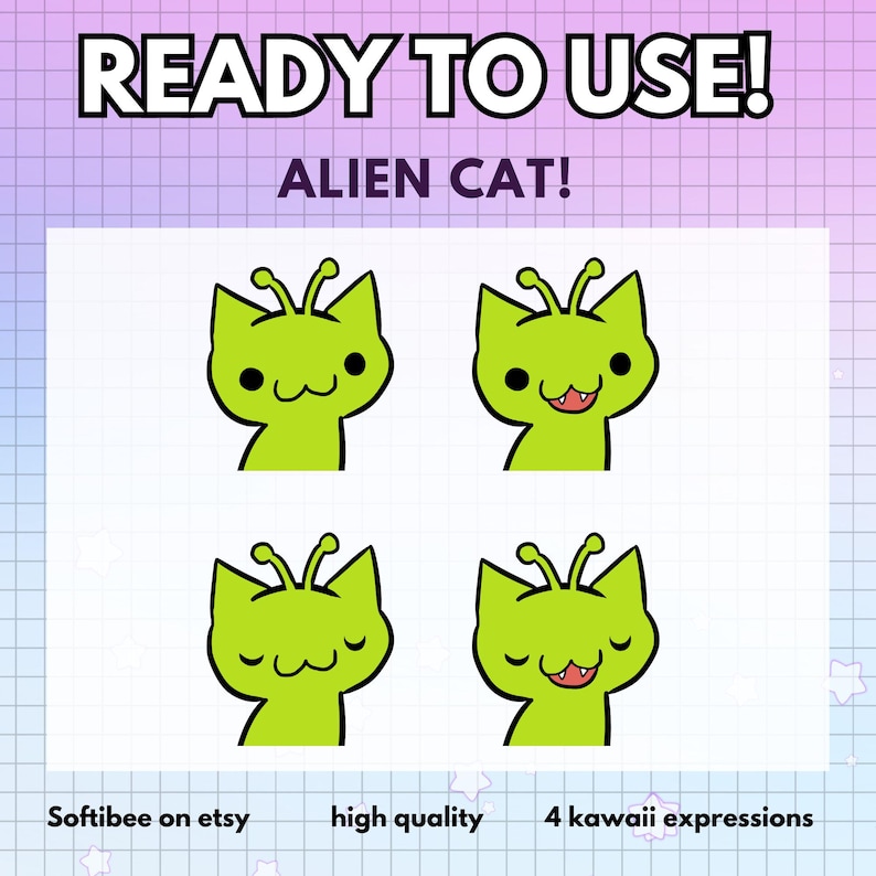 Vtuber Alien Cat Pngtuber Avatar ! 4x Funny Png Tuber Premade Giftuber ...