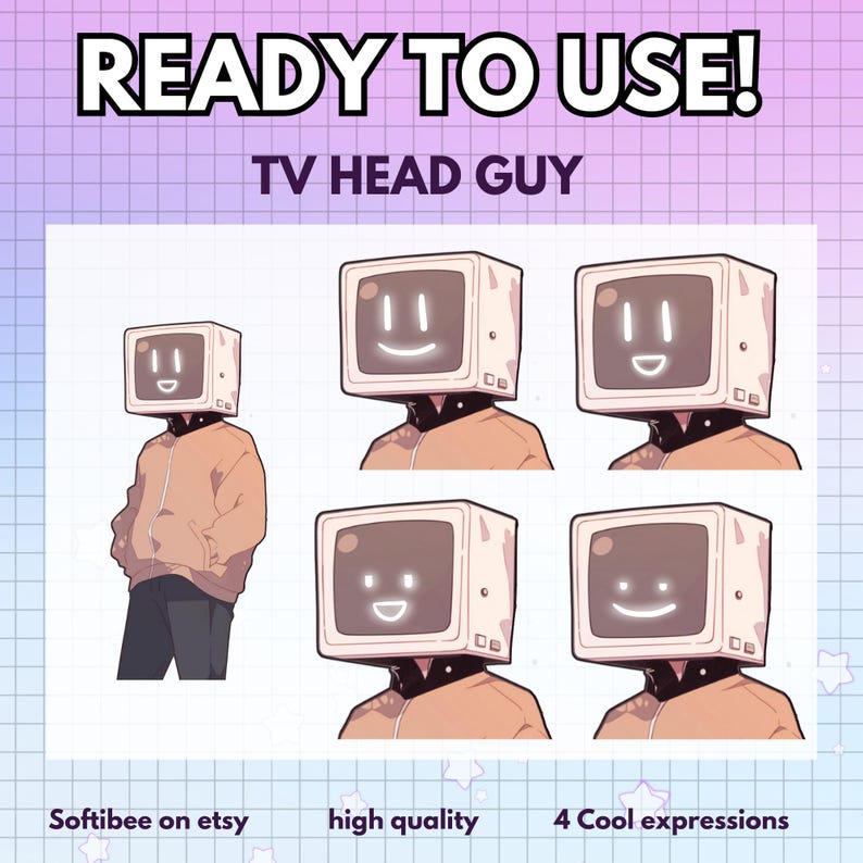 Pngtuber Male TV HEAD ! X4 Png Tuber Meme Boy Anime Vtuber Model Male ...