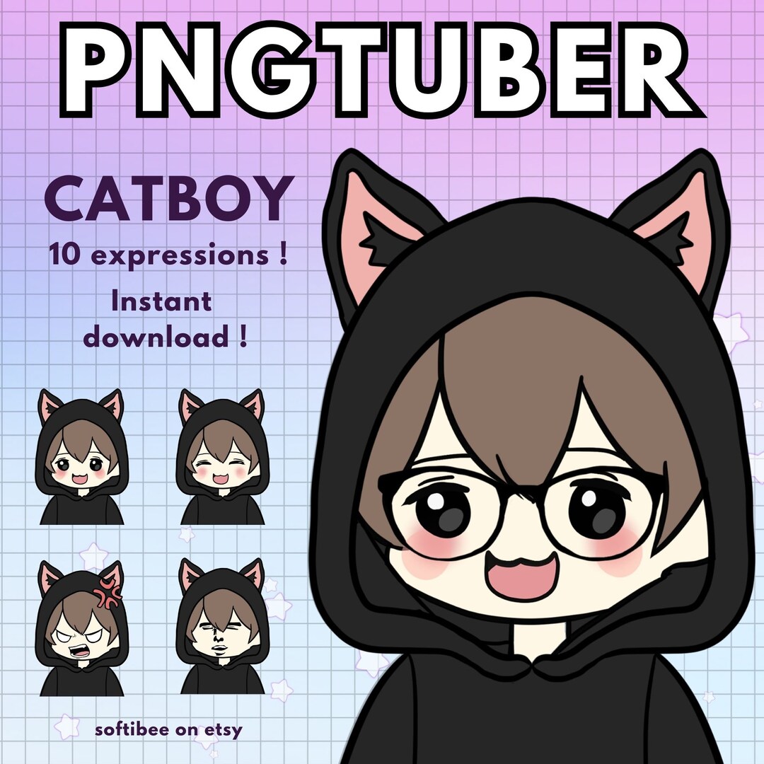 Catboy Vtuber Model Male With Brown Hair ! 10x Boy Pngtuber Male Avatars | Animal Png Tuber ...