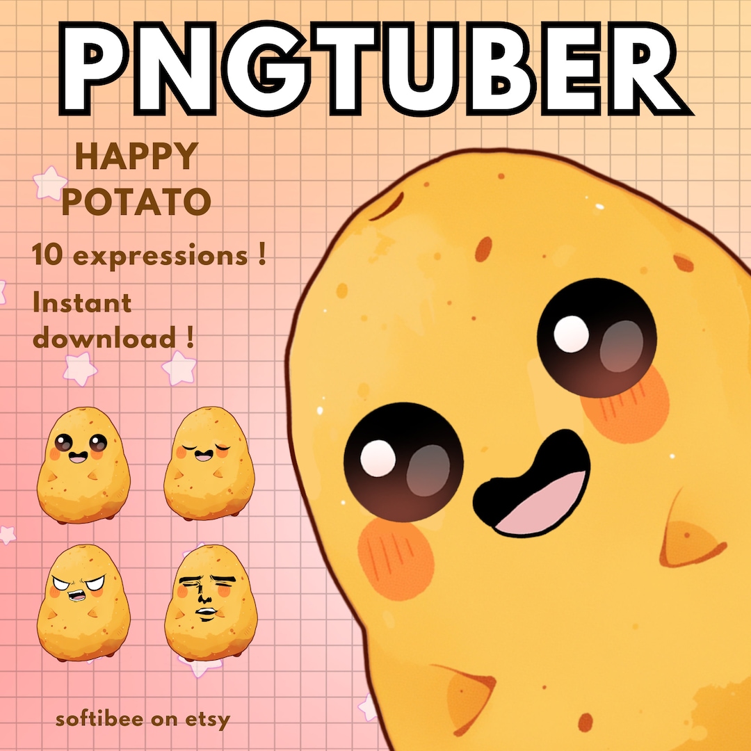 Pngtuber Potato | 10x Kawaii Food Chibi Vtuber Model for Twitch ...