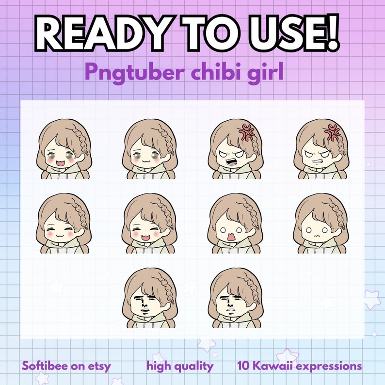 Reactive Pngtuber Twitch Overlay | Cozy Pngtuber Girl With Blond Hair ...