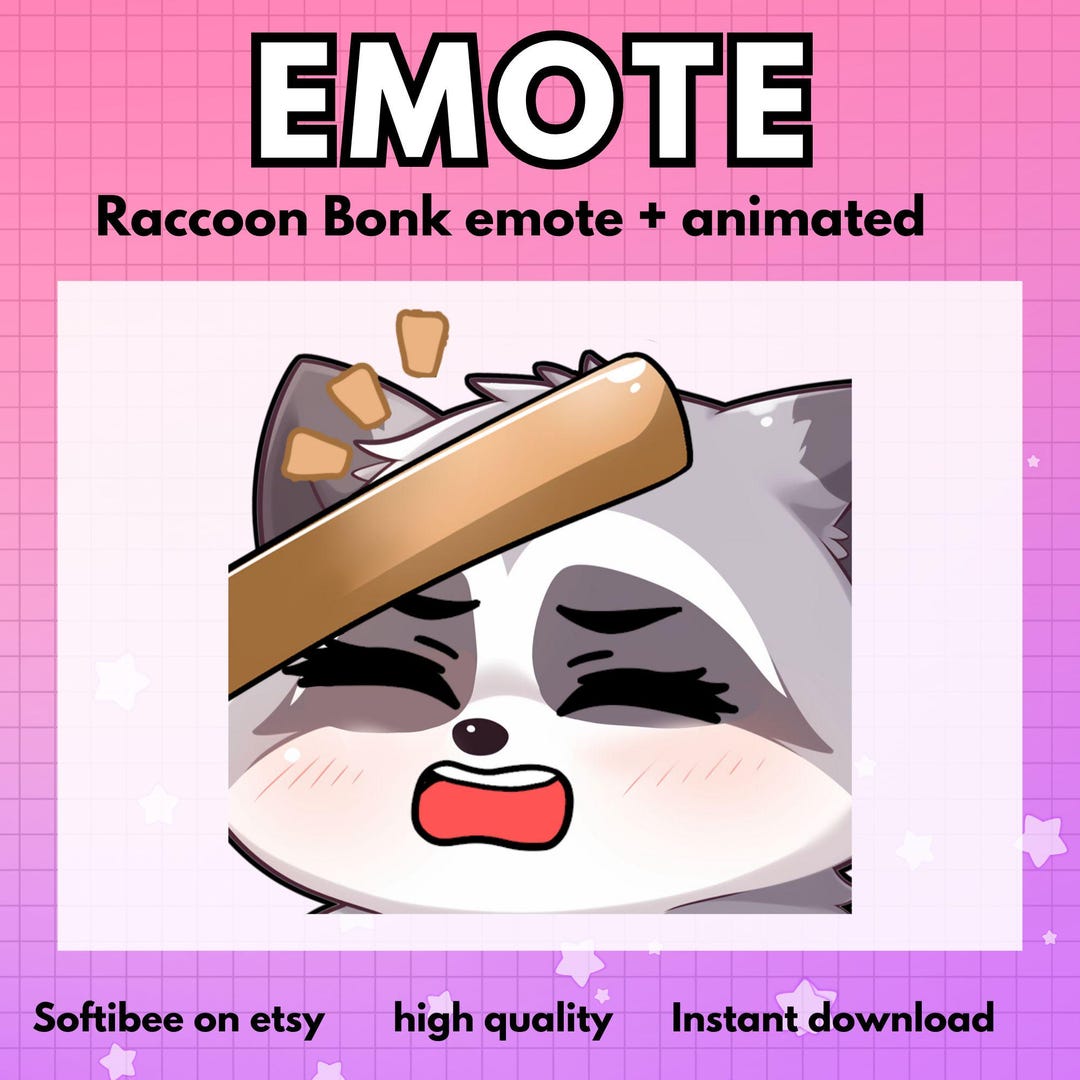 Bonk Animated Emote Raccoon Kawaii ! Animated Twitch Trash Panda Emotes ...