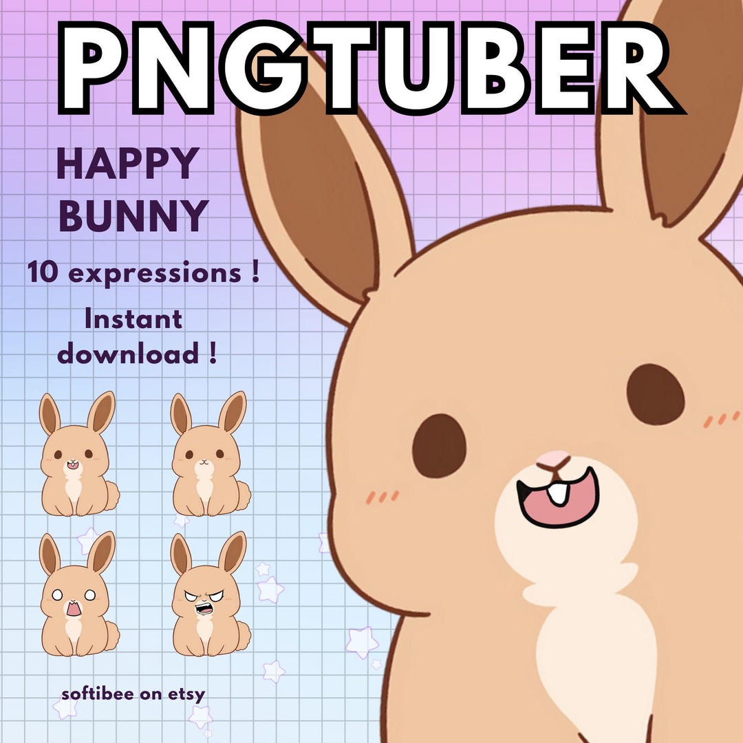Vtuber Cute Bunny for Twitch | 10 X Reactive Pngtuber Brown Bunny ...