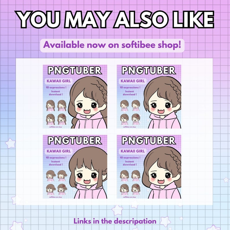 Reactive Pngtuber Twitch Overlay | Pink Pngtuber Girl With Black Hair ...