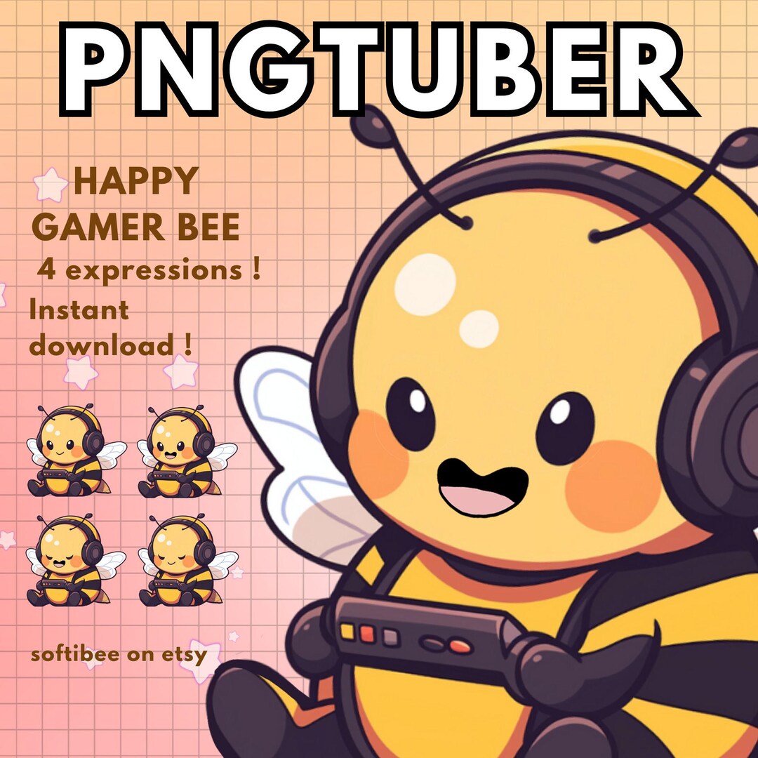 Pngtuber Bee GAMER ! X 4 Chibi Bee Png Tuber Kawaii Vtuber Model for ...