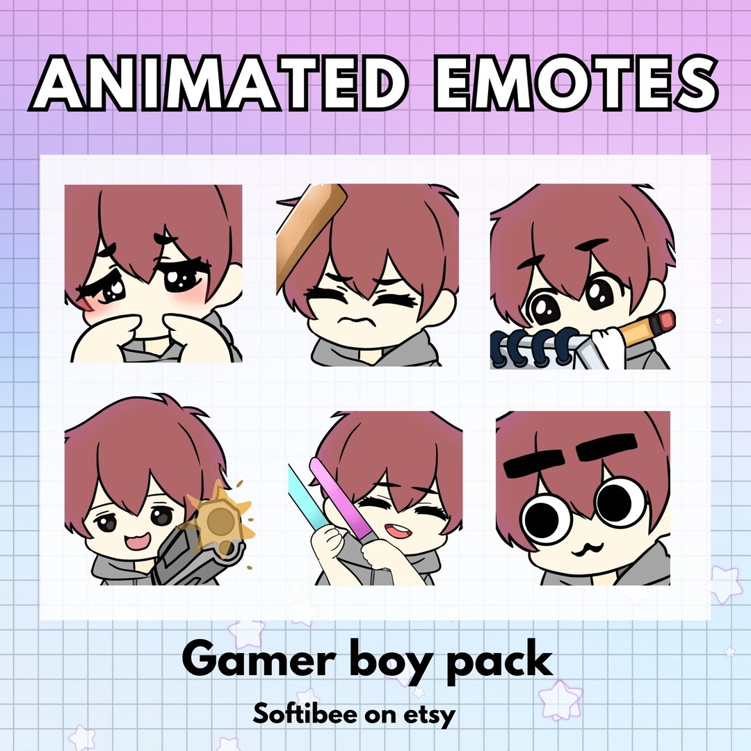 Animated Emotes Boy With Red Hair Pack X6 Animated Chibi Emotes for ...