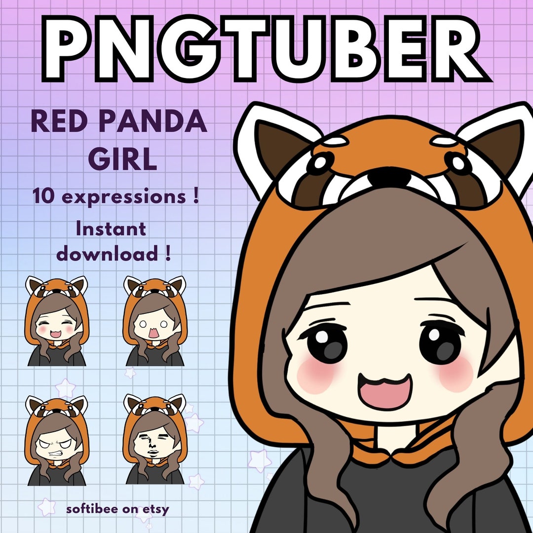 Vtuber Twitch Red Panda Girl Pngtuber Model for Brown Hair 10x Png ...