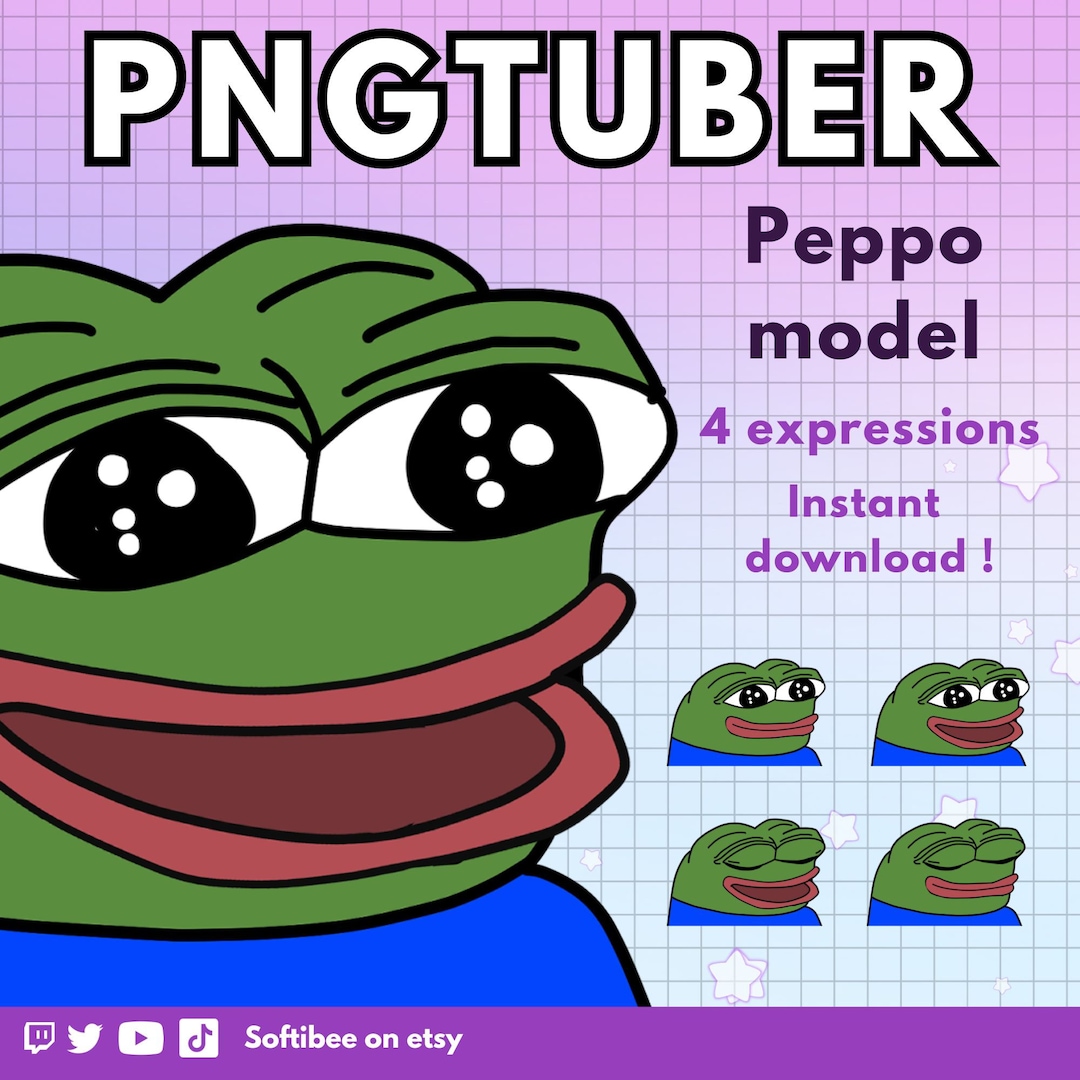 Pngtuber Frog Peepo! 4x Funny Png Tuber Premade Pepe Meme Edition for Twitch Vtubers and Content ...