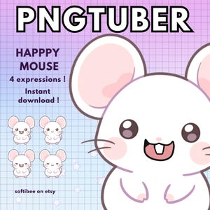 Pngtuber Mouse Vtuber Model for Twitch | 4x White Png Tuber Reactive ...