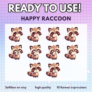 Racoon Vtuber Pngtuber Model for Twitch | 10x Png Tuber Reactive ...