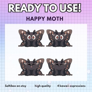 Pngtuber Moth Vtuber Model for Twitch | 4x Black Png Tuber Reactive ...