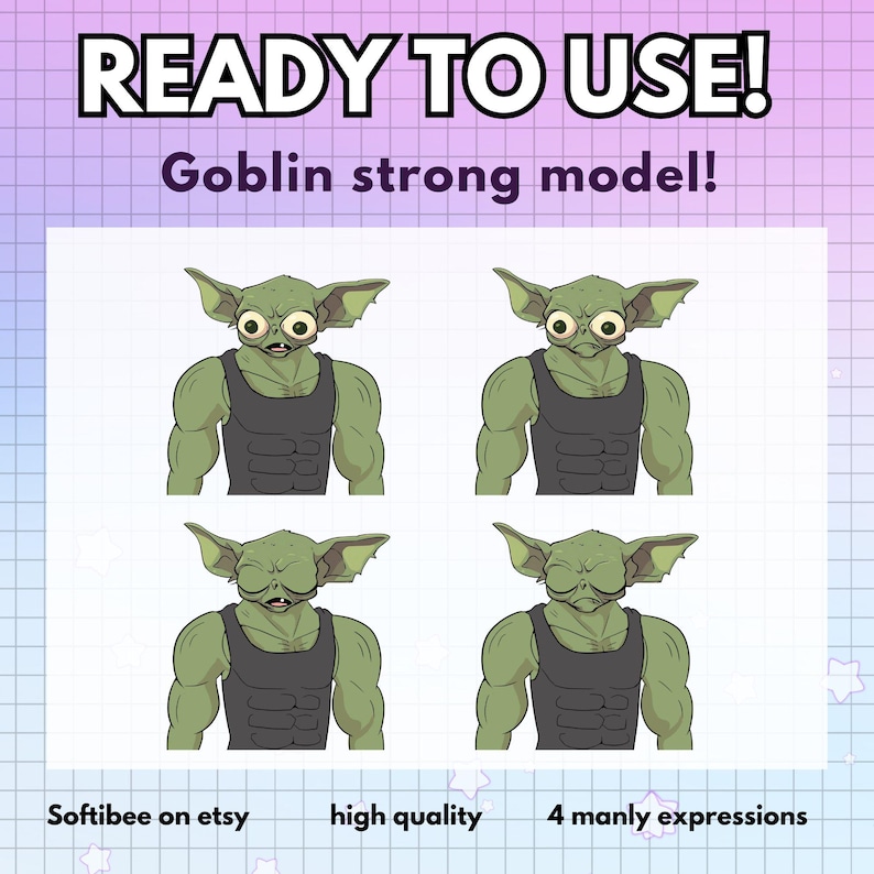 Goblin Vtuber Gym Bro Avatars for Streaming on Twitch & Youtube! 4x Dnd ...