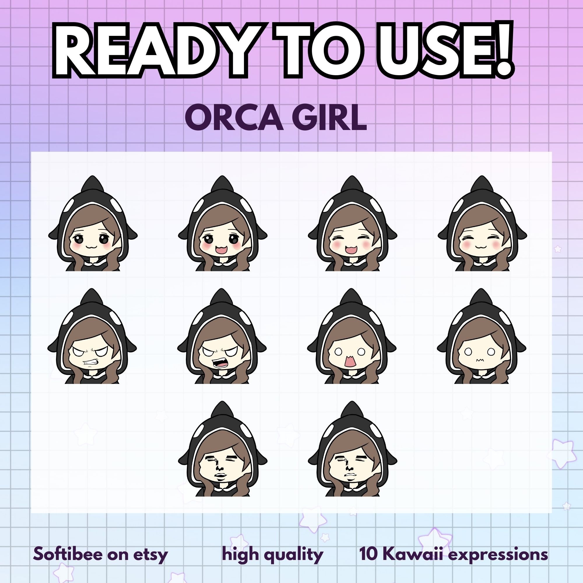 Orca Pngtuber Girl Model Chibi Pngtuber Model Vtuber Brown Hair Twitch ...