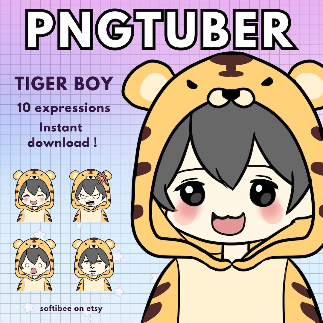 Png Tuber Boy Tiger Pngtuber Model | 10x Pngtuber Tiger Model Male ...