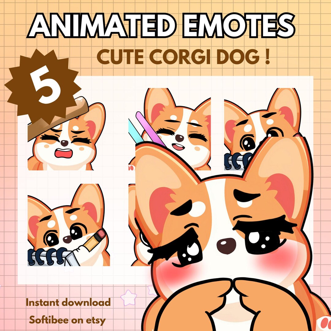 Animated Emotes Corgi Pack X5 Animated Dog Emotes Food for Twitch and ...