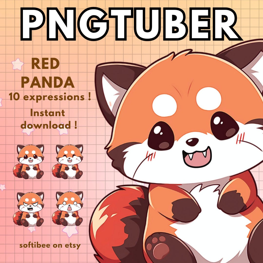 Red Panda Pngtuber Model Cute 10x Chibi Png Tuber Avatars for Twitch ...