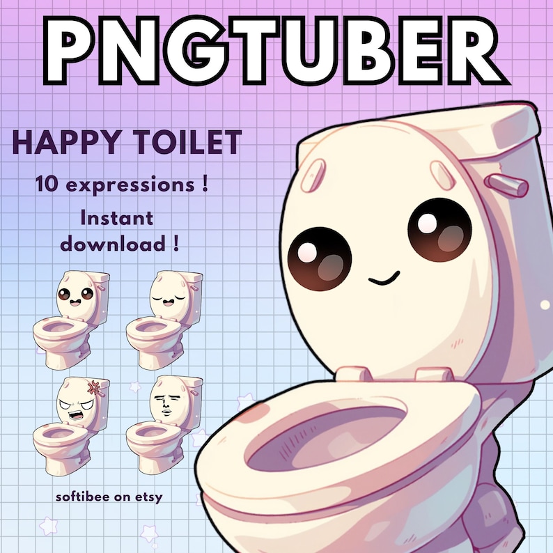 Pngtuber Toilet ! X10 Png Tuber Chibi Toilet With Charm Vtuber Model ...