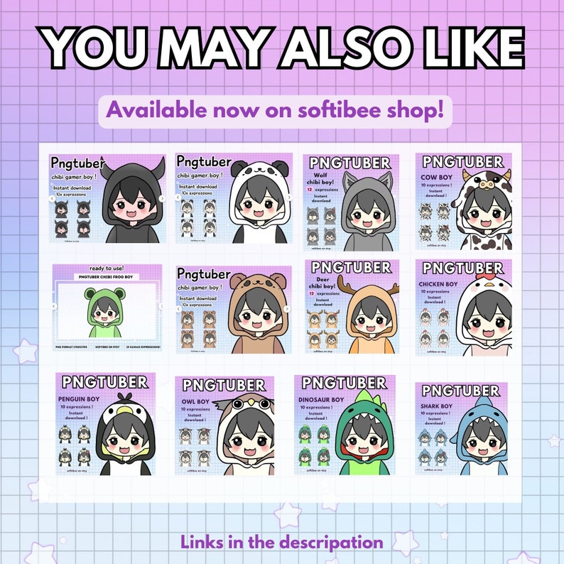 Pngtuber Male Model Shark Blue 10x Chibi Png Tuber Avatars for Twitch ...