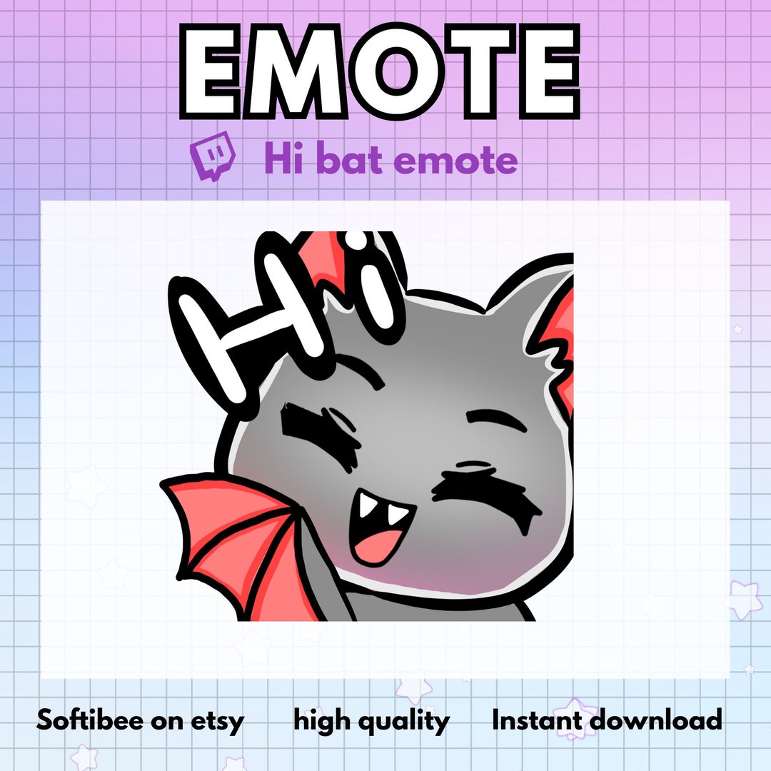 Halloween Chibi Emote Cute Bat Hi Emote Single Twitch Emote for ...