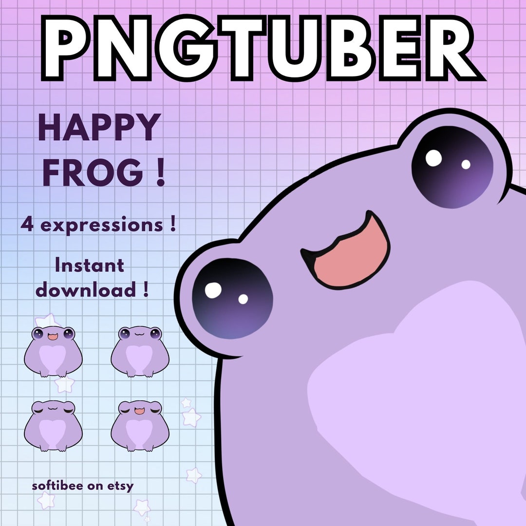 Frog Pngtuber ! Reactive Pngtuber Model - Purple Frog Png Tuber for ...