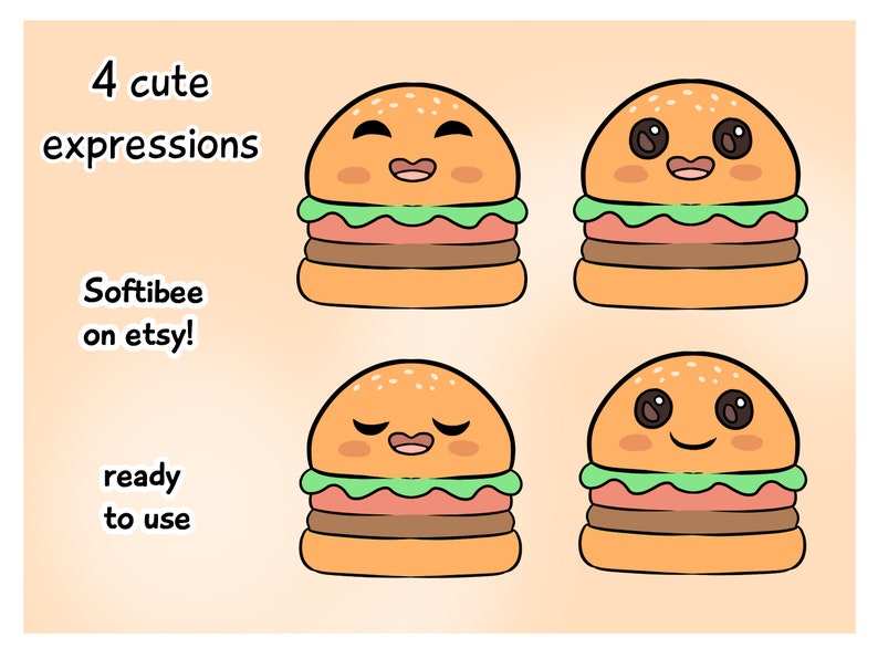 Pngtuber Premade Hamburger! X4 Kawaii Food Png Tuber Anime Avaters for ...