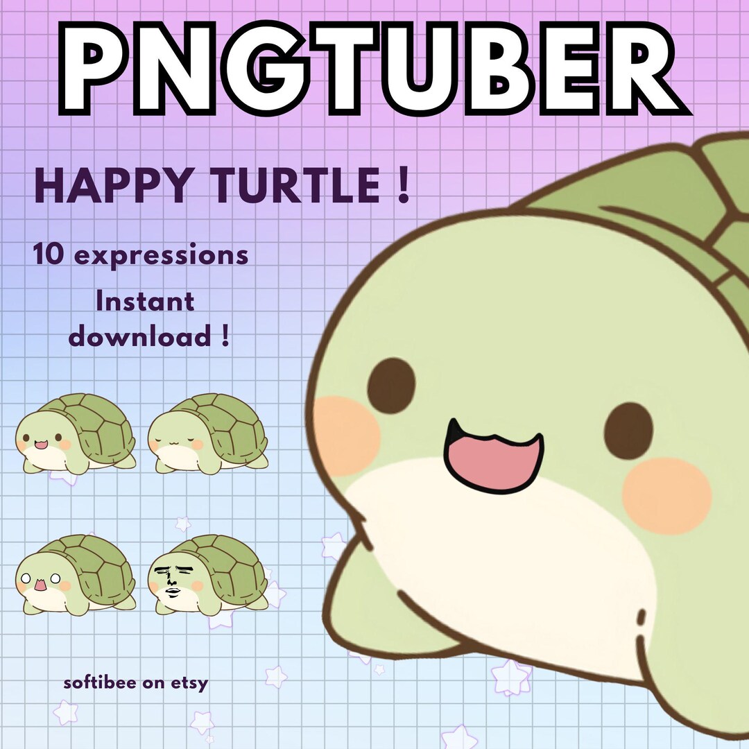 Turtle Pngtuber Model Cute 10x Chibi Png Tuber Avatars for Twitch ...
