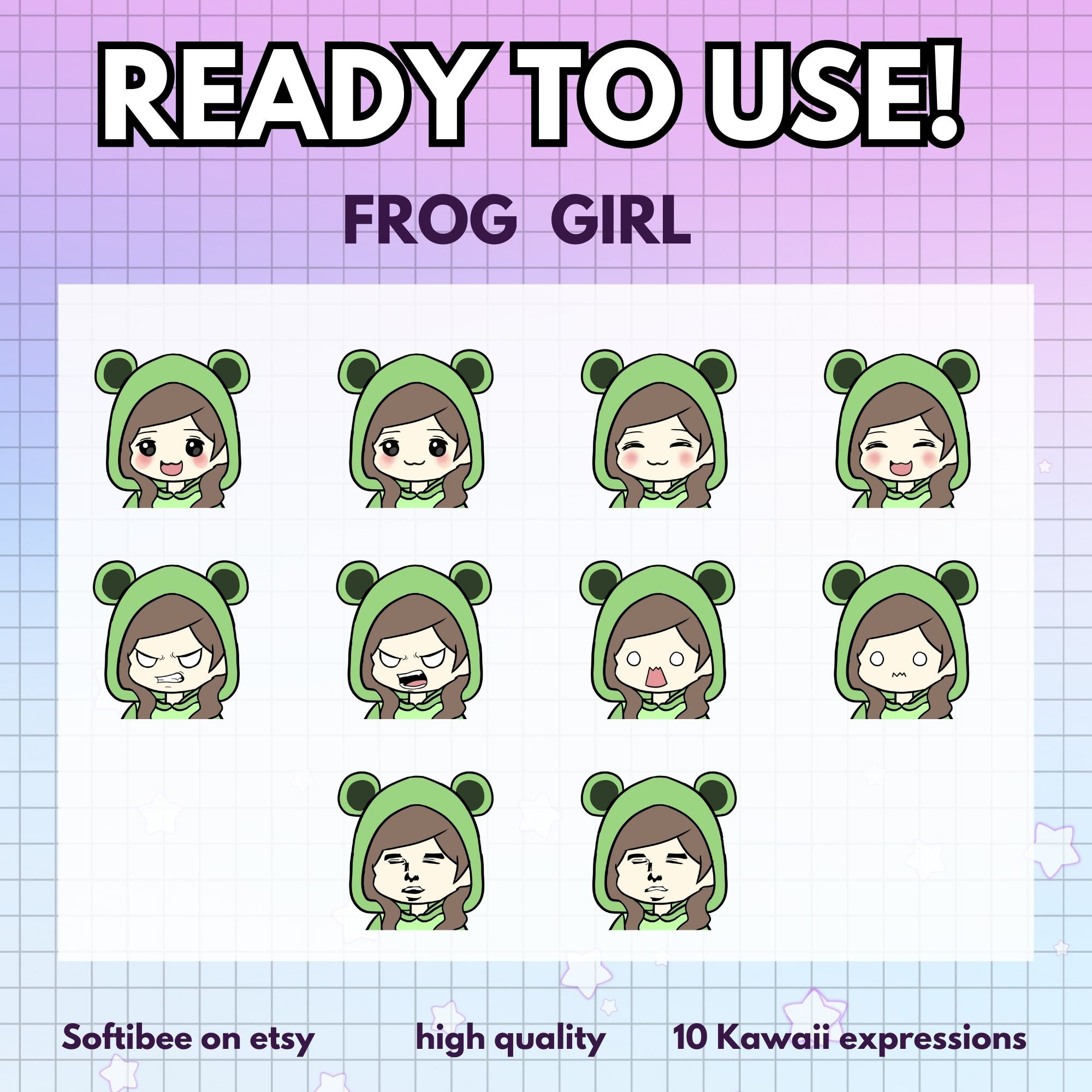 Frog Pngtuber Girl X10 Brown Hair V-tuber Premade Png Tuber Frog Vtuber Girl Model Veadotube ...
