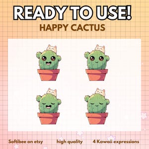 Cactus Pngtuber Model Cute 4x Chibi Png Tuber Avatars for Twitch ...
