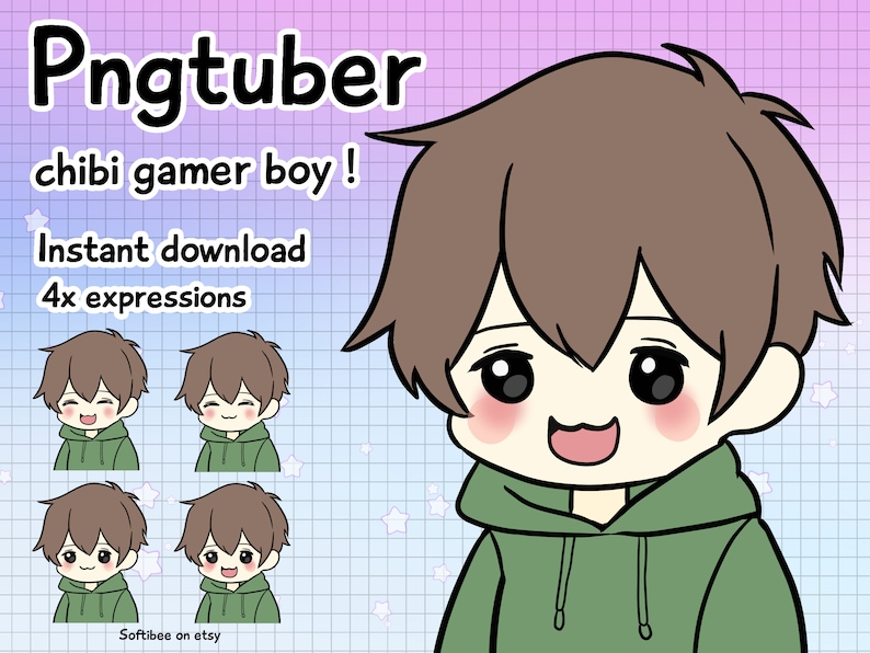 Kawaii Anime Gamer Boy Pngtuber Cute Ready Gaming Vtuber Avatar for ...