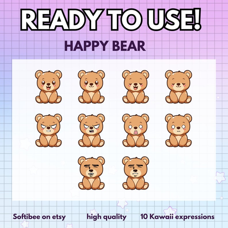 Vtuber Bear Pngtuber Model for Twitch 10x Brown Png Tuber Reactive ...