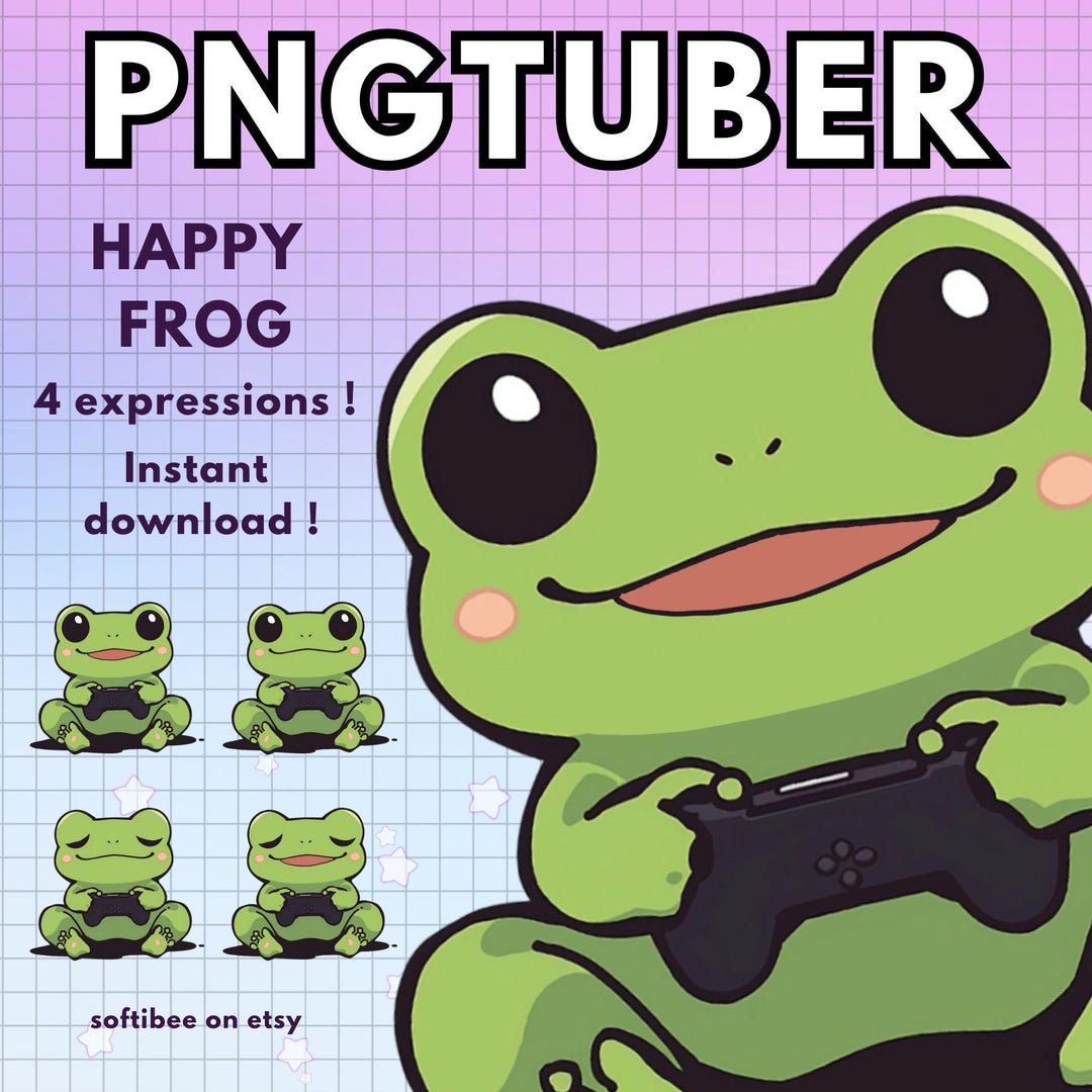 Frog Pngtuber Model ! Animal Reactive Pngtuber Avatar - Gamer Frog Png ...
