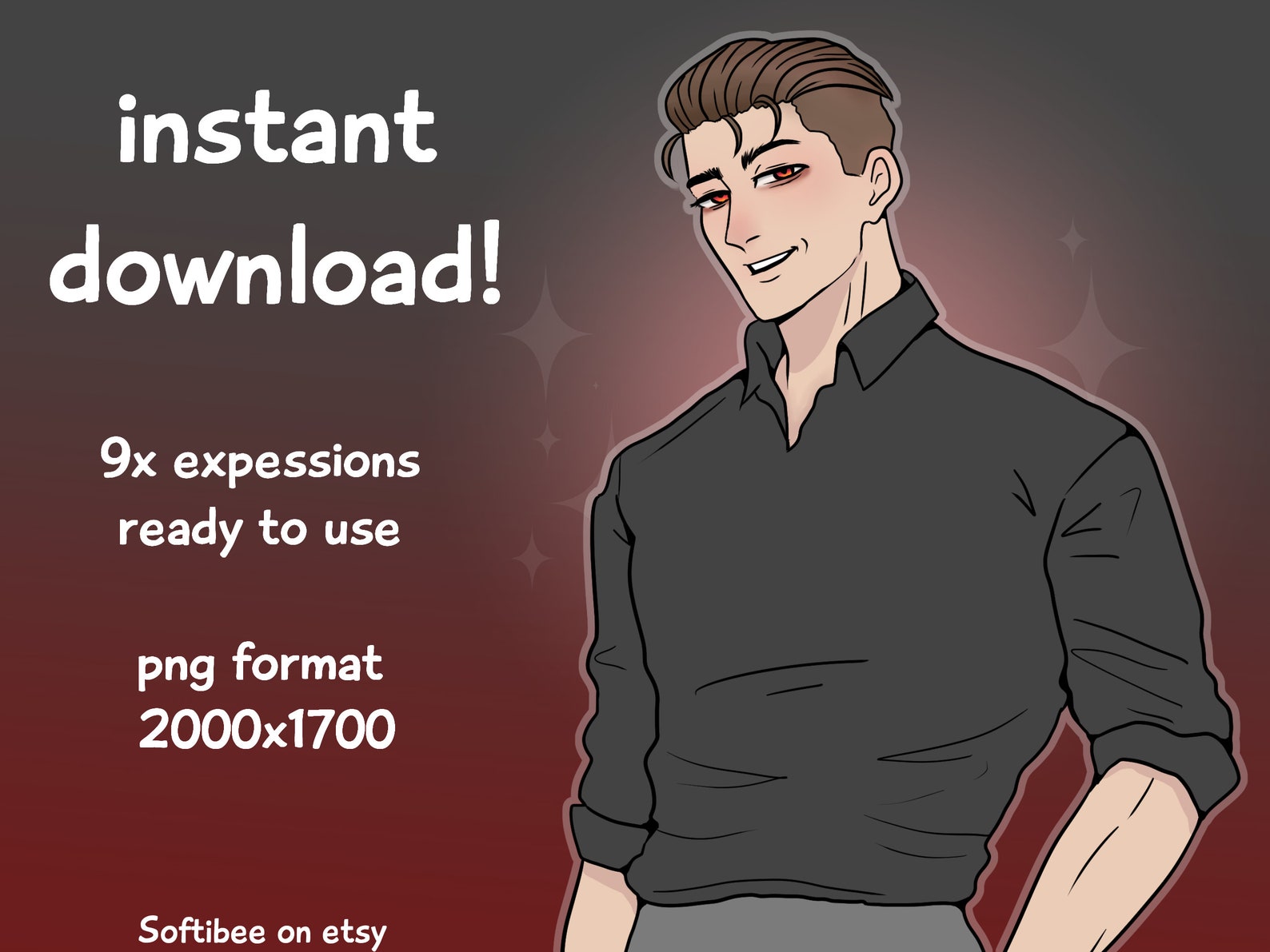 Pngtuber Premade Handsome Vtuber Male 9x Pngtuber Male Avatars for ...