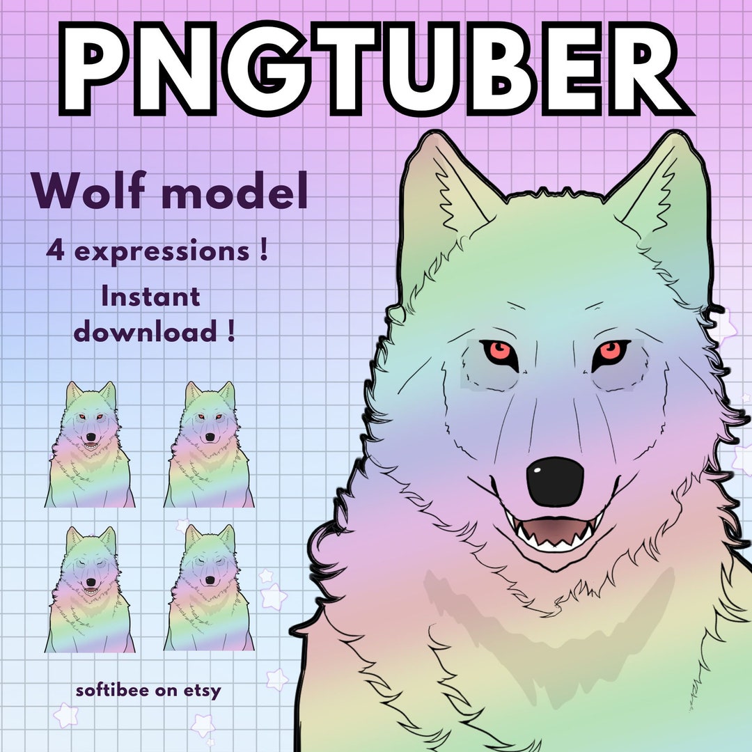 Wolf Pngtuber Model ! Pre-made Vtuber Model / Animal Png Tuber for ...