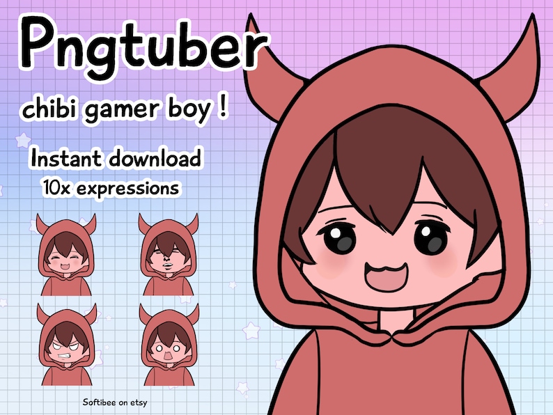 Pngtuber Devil Boy X10 Png Tuber Chibi Boy Anime Red Vtuber Model Male ...