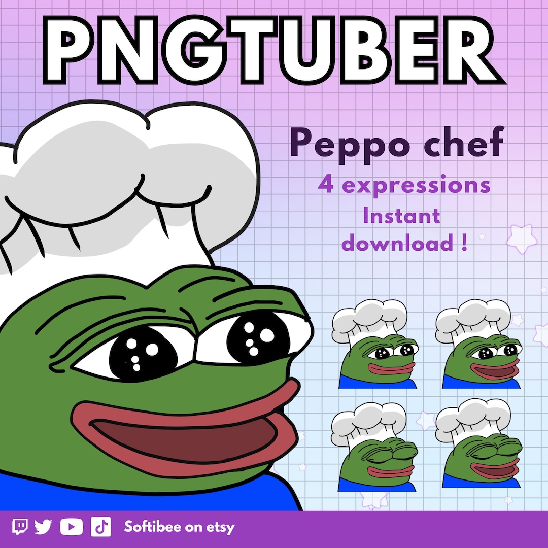 Pngtuber Frog Peepo Chef ! 4x Funny Png Tuber Premade Pepe Meme Edition ...