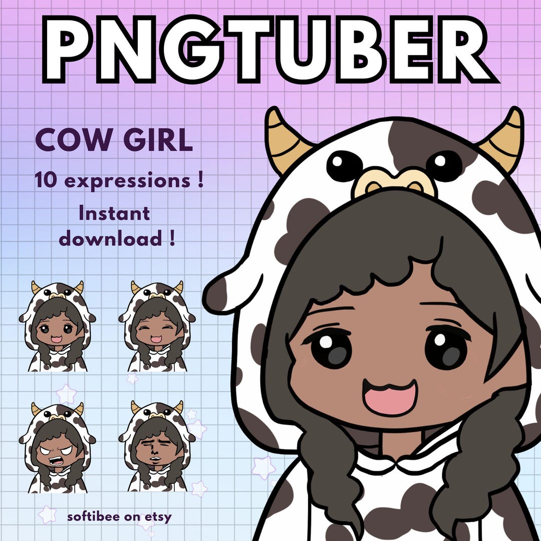 Pngtuber Girl Model Cow 10x Chibi Dark Skin Skin Hair Png Tuber Avatars ...