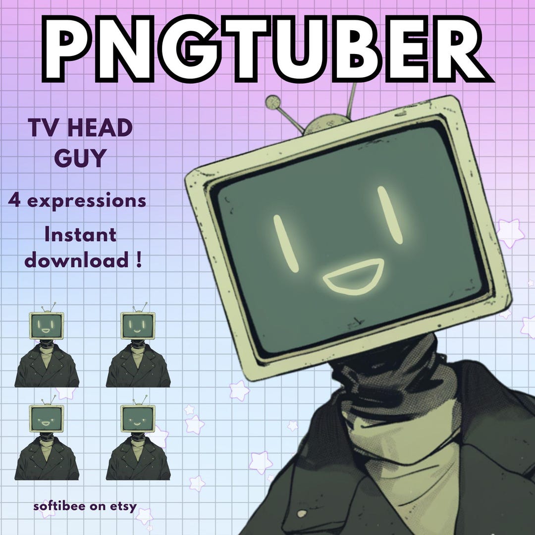 Pngtuber Male TV HEAD ! X4 Png Tuber Robot Boy Anime Vtuber Model Male ...