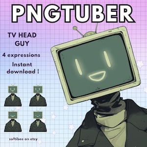 Pngtuber Male TV HEAD ! X4 Png Tuber Robot Boy Anime Vtuber Model Male ...