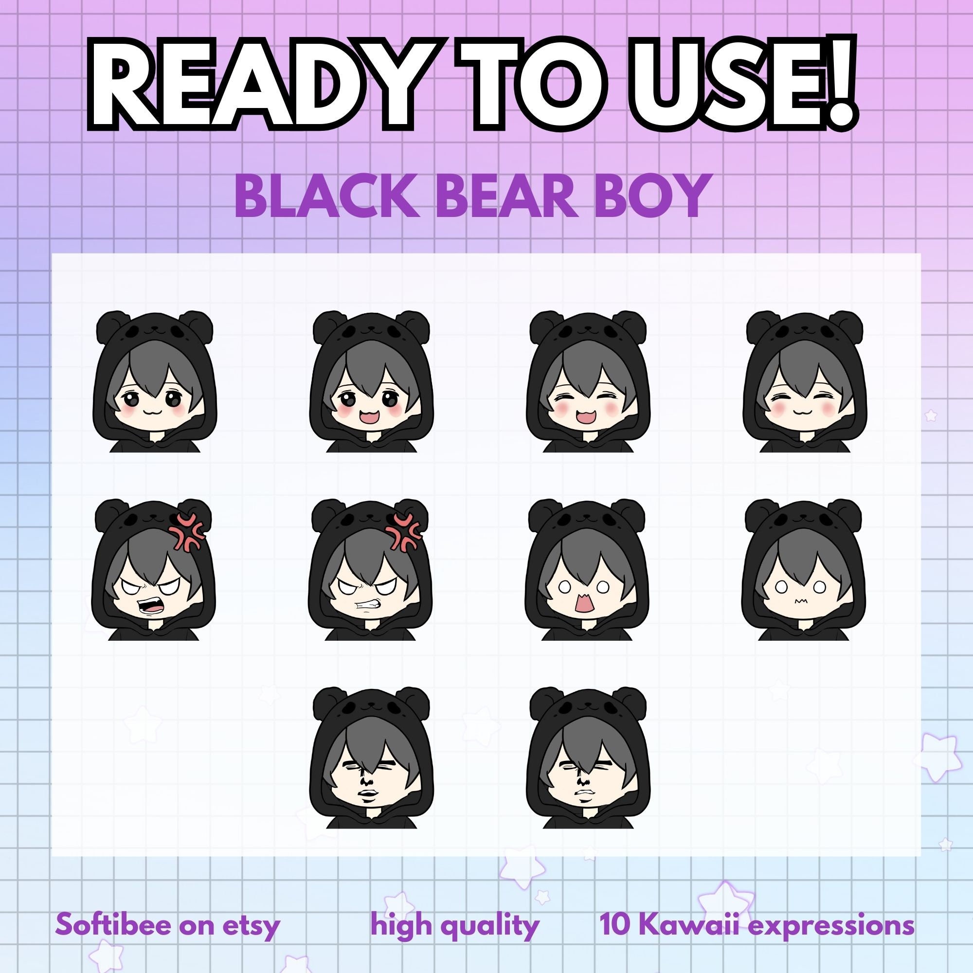 Png Tuber Boy Bear Pngtuber Model 10x Pngtuber Black Bear Model Male ...